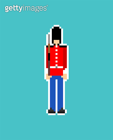 Beefeater British Royal Guardsman pixel art. 8 bit sentry grenadier in ...