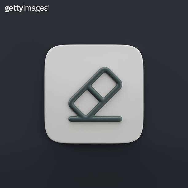 eraser 3d icon, outilne design and development icon in grey color on a ...
