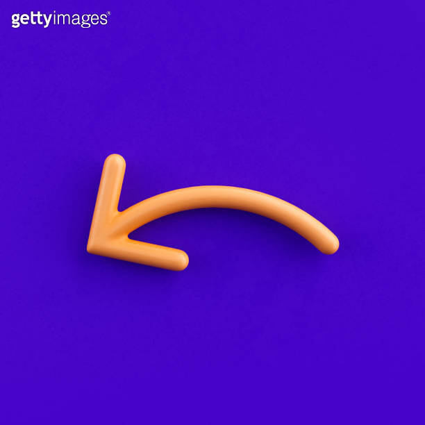 3d icon undo, outline yellow arrow icon, direction symbol, 3d rendering ...