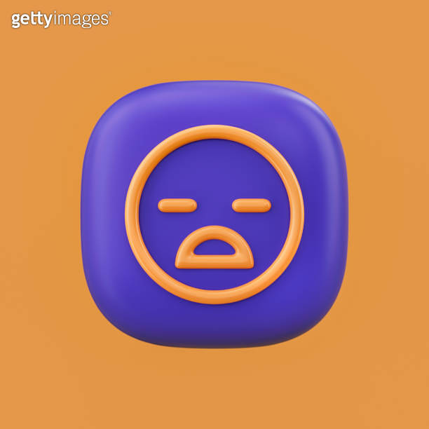 Sad 3D icon on a rounded button shape, Emotion emoji icon, flat ...