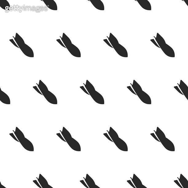 Flying bombs regular symmetrical seamless pattern black and white ...