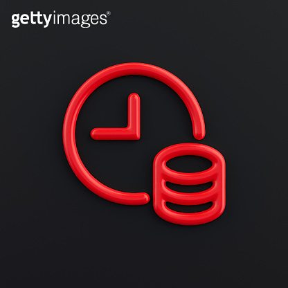 money time 3d icon, outline red finance icon, business symbol, 3d ...