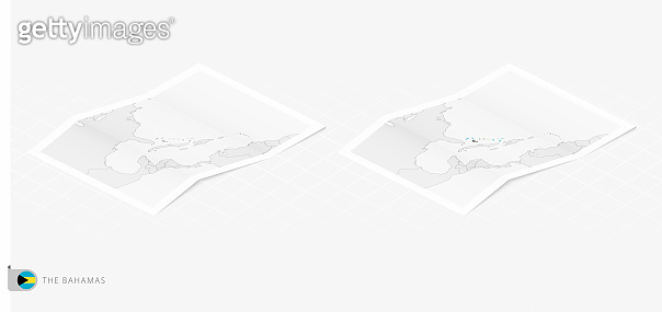 Set of two realistic map of The Bahamas with shadow. The flag and map ...