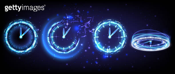 Time machine, fade, timer and deadline. Sci-fi hi-tech collection in ...