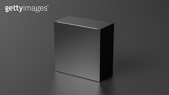Square box mock up. Black gift box on black background. Side view. 이미지 ...