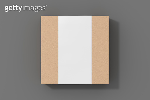 Square box mock up with blank paper cover label: Cardboard gift box on ...