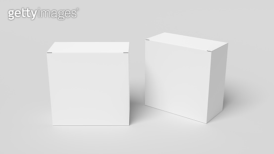 Two square boxes mock up. White gift boxes on white background. Front ...
