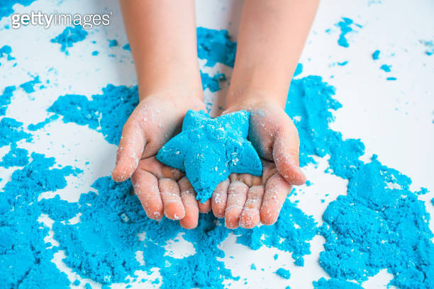 Kids creativity. Kinetic sand games for child development at home. Sand ...