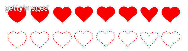 Red Heart icon.Line heart shape.Simple line heart icon.Vector set of ...