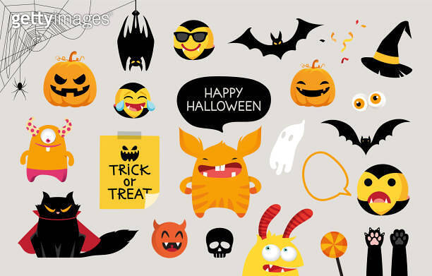Halloween stickers. Isolated on grey Background. Vector 이미지 (1726210469 ...