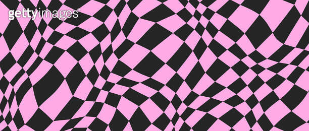Black and pink distorted checkerboard background. Retro emo psychedelic ...