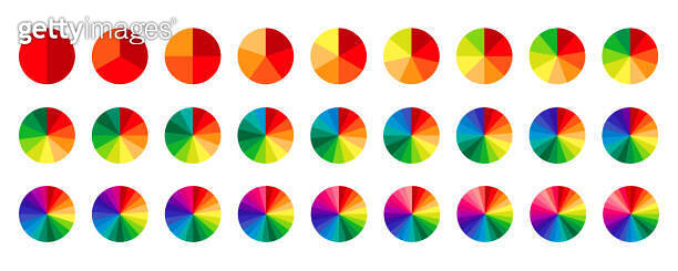 Multicolored circle sections collection. Pie charts diagrams in ...
