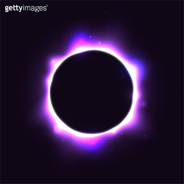 Sun full eclipse concept. Light purple moon glow background. Solar or ...
