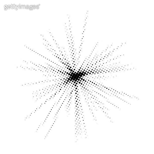 Halftone burst background. Abstract pixelated dotted starburst element ...