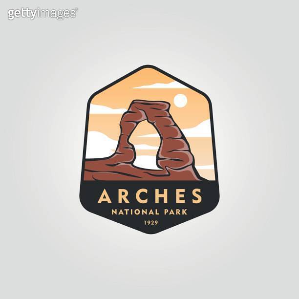 badge of arches national park symbol vector vintage design ...