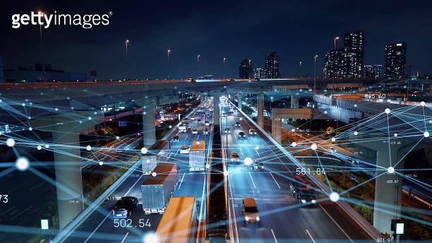 Transportation and technology concept. ITS (Intelligent Transport ...