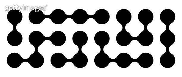 Black Metaball Set Liquid Connected Blobs Morph Dots Pattern