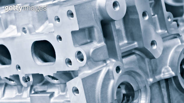 open block of four cylinder petrol engine, Open engine block exposing ...