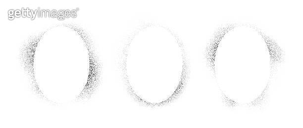 Elliptic frames collection with spray stencil effect. Grunge dotted ...