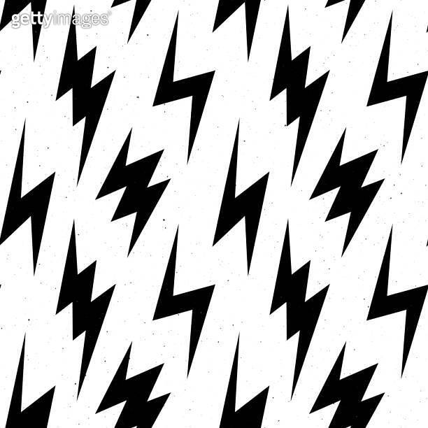 Grunge lightning bolts seamless pattern. Black thunderbolts repeating ...
