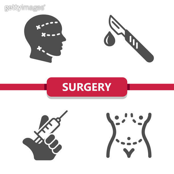 Surgery Icons. Plastic Surgery, Face lift, Scalpel, Injection, Woman ...
