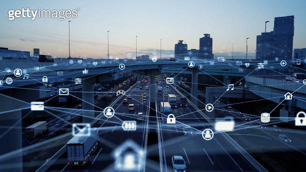 Transportation and technology concept. ITS (Intelligent Transport ...