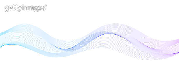 Flowing wave lines background. Abstract smooth curved stripes template. Blue purple fluid shape ...