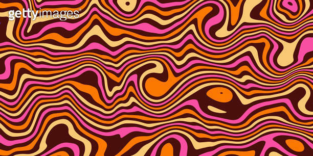 Retro trippy background. Groovy vintage psychedelic wallpaper. Colorful ...