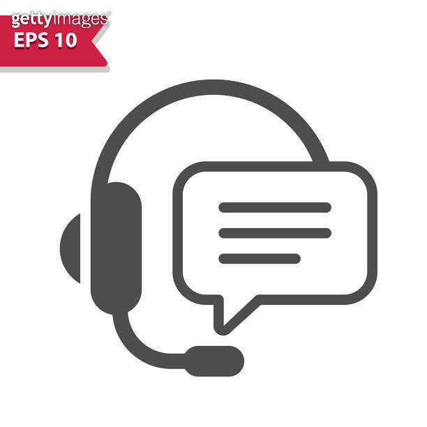 Headset with Chat Bubble Icon. Call Center, Customer Service, Live Chat ...