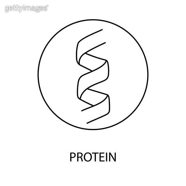 Protein line icon vector for food packaging, protein molecule ...