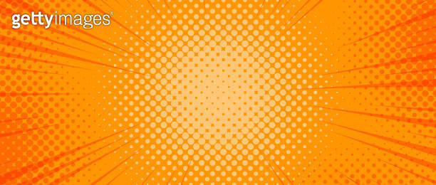 Orange radial dotted comic background. Speed lines wallpaper with pop ...