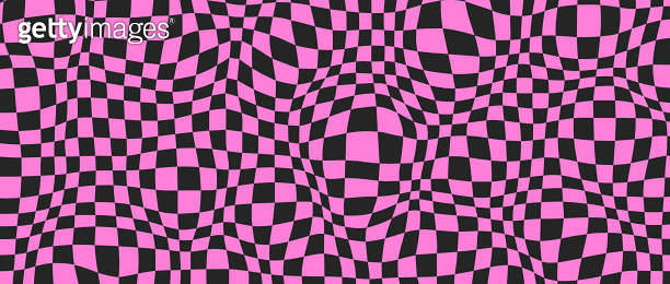 Black and pink distorted checkerboard background. Retro emo psychedelic ...