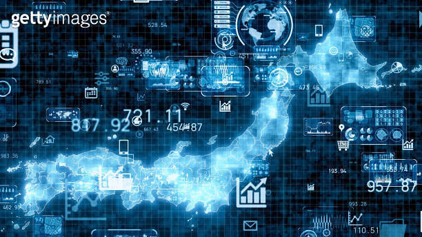 Communication network of Japan concept. Map of Japan. Business strategy ...