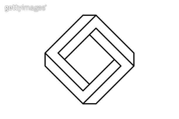 Impossible square shape. Optical visual illusion. Rectangular Infinite ...
