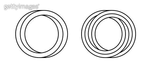 Impossible circle shapes set. Line optical symbols. Outline mobius ...