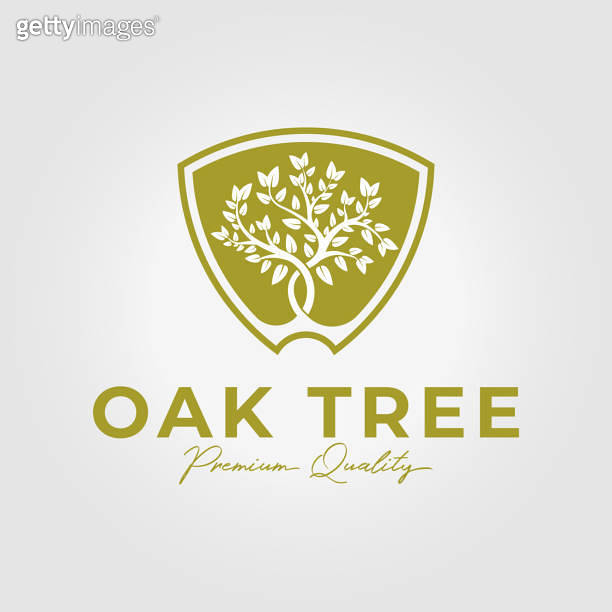 simple oak tree vector symbol emblem, illustration of an oak tree ...