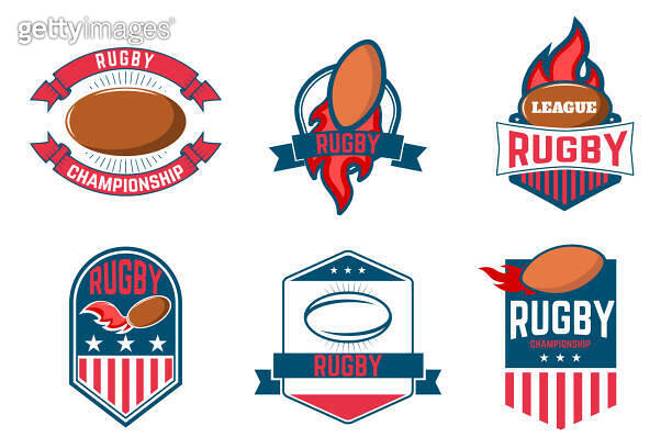 Rugby league. Rugby labels, emblems and design elements. Rugby ...