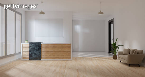 reception desk with mock up frame in customer service area (1642008254 ...