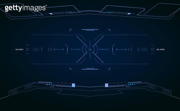 HUD futuristic cockpit, aiming, drone interface screen element. High ...