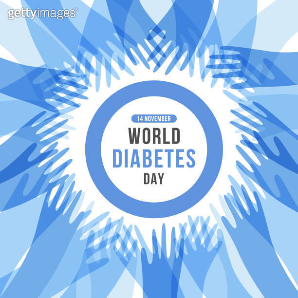 World diabetes day - Text in Universal blue circle symbol for diabetes ...