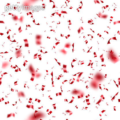 Falling bright red confetti and pieces of serpentine (1455281075) - 게티이미지뱅크