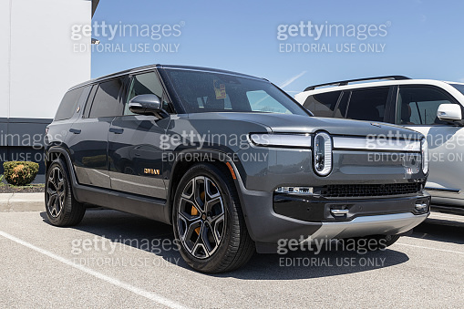 Rivian R1S EV Electric Vehicle display at a dealership. Rivian offers ...