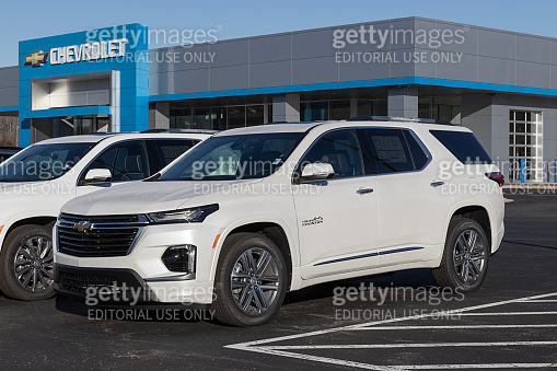 Chevrolet Traverse display at a dealership. Chevy offers the Traverse ...