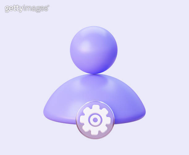 Installing or updating the user. a 3d user ID icon with a symbolic gear ...