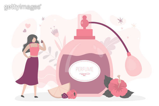 Perfume fragrances shop. Beauty woman customer select natural oils ...