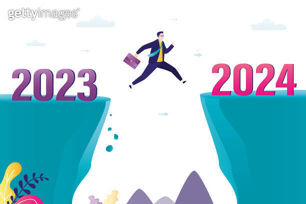 Male employee or businessman jumping from cliff to other side. concept ...