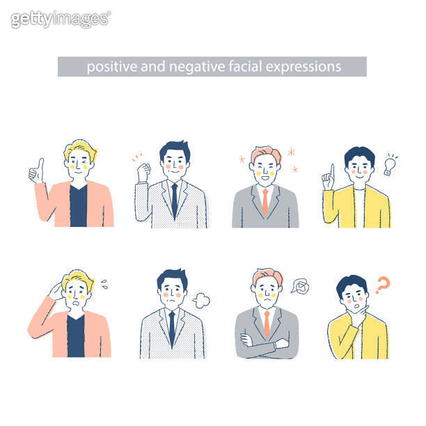 Facial expressions of four men Negative and positive 이미지 (1546050057 ...
