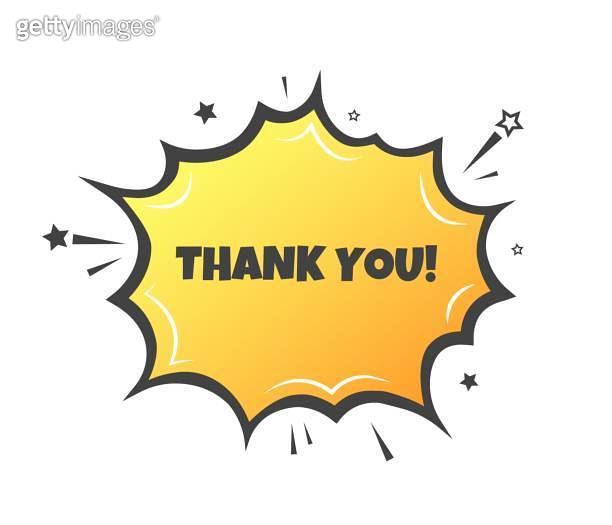 Thank you sign. Flat, yellow, explosion sign, thank you sign. Vector ...