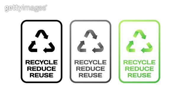 Recycle, reduce, reuse signs. Different styles, green, biodegradation icons, recycle, reduce ...