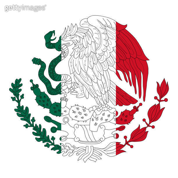 Mexican coat of arms with eagle. Symbol of Mexico flag emblem. Vector ...